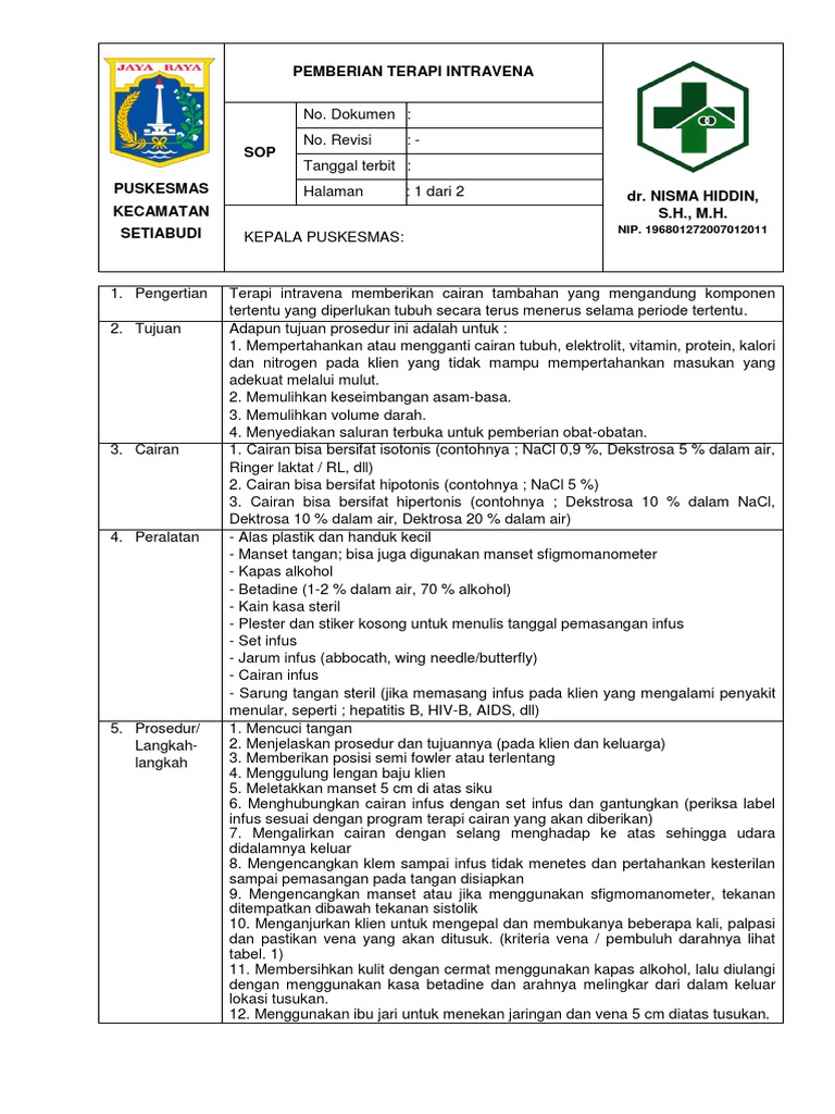 SOP Terapi IV | PDF
