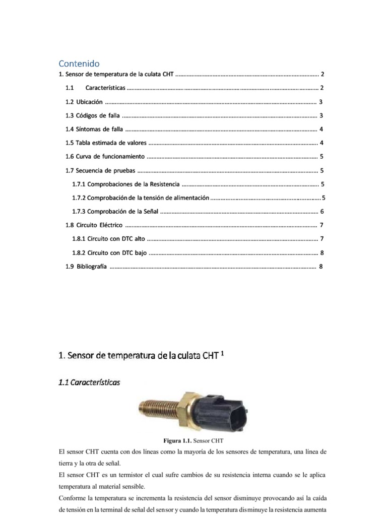 Descripcion Del Sensor CHT | PDF | Resistencia Eléctrica y Conductancia | Sensor