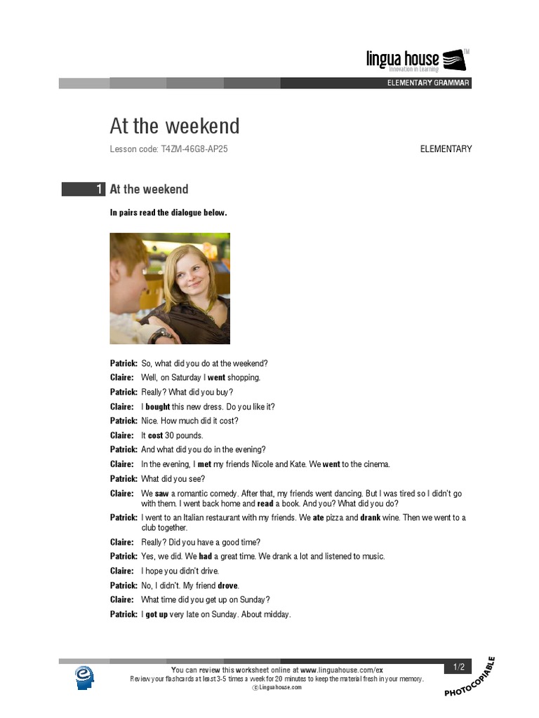 At The Weekend: Lingua House Lingua House | PDF | Languages | Language ...