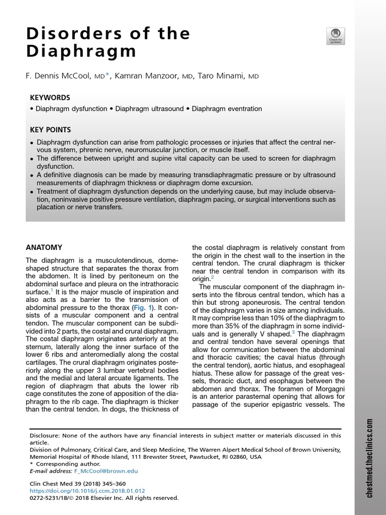 Diaphragm Disorders and Dysfunction | PDF | Neuromuscular Junction ...