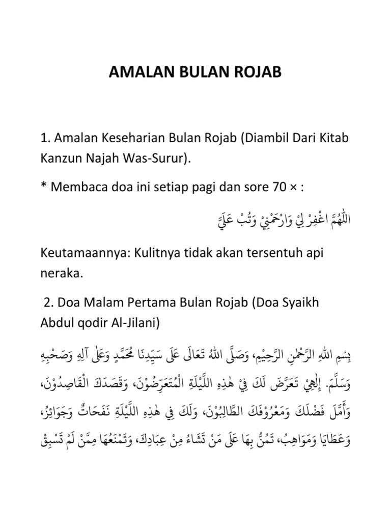 Amalan Bulan Rojab | PDF