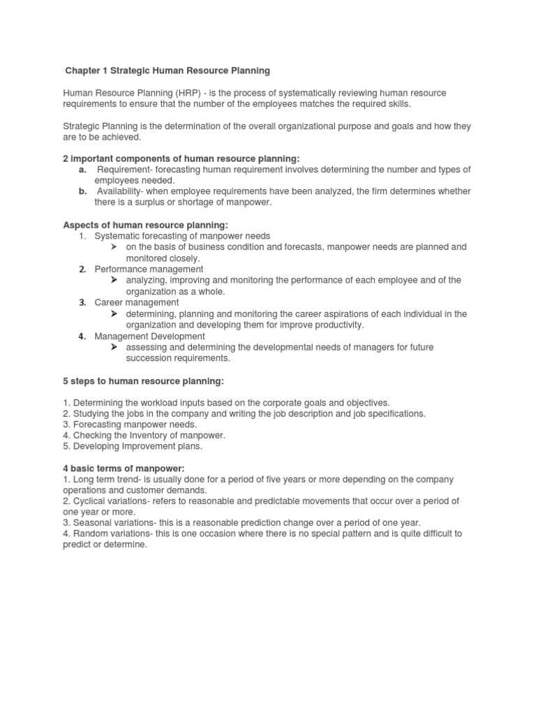 Chapter 1 Strategic Human Resource Planning | PDF | Human Resources ...