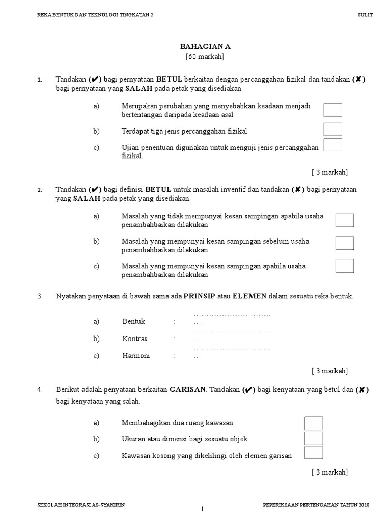 Soalan Pertengahan Tahun RBT f2 | PDF