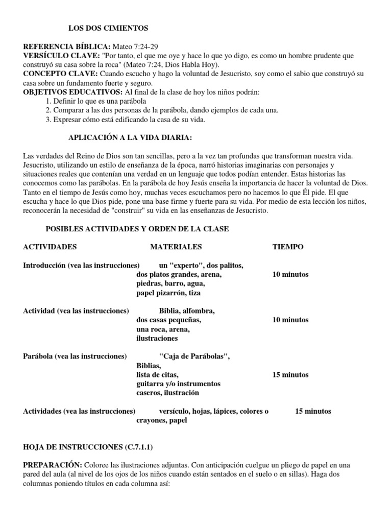 La Parábola de los Dos Cimientos | PDF | Parábolas de Jesús | Jesús