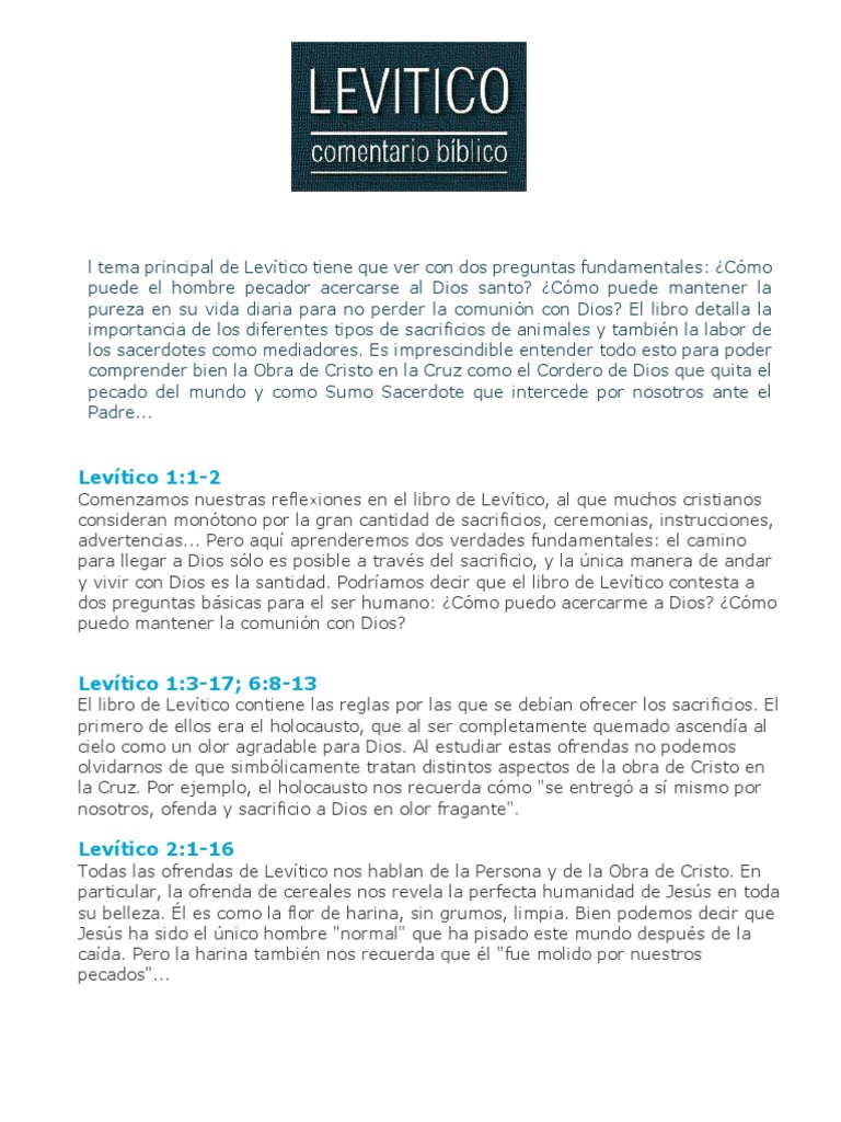 Resumen Levitico | Libro de levítico | Cristo (título)
