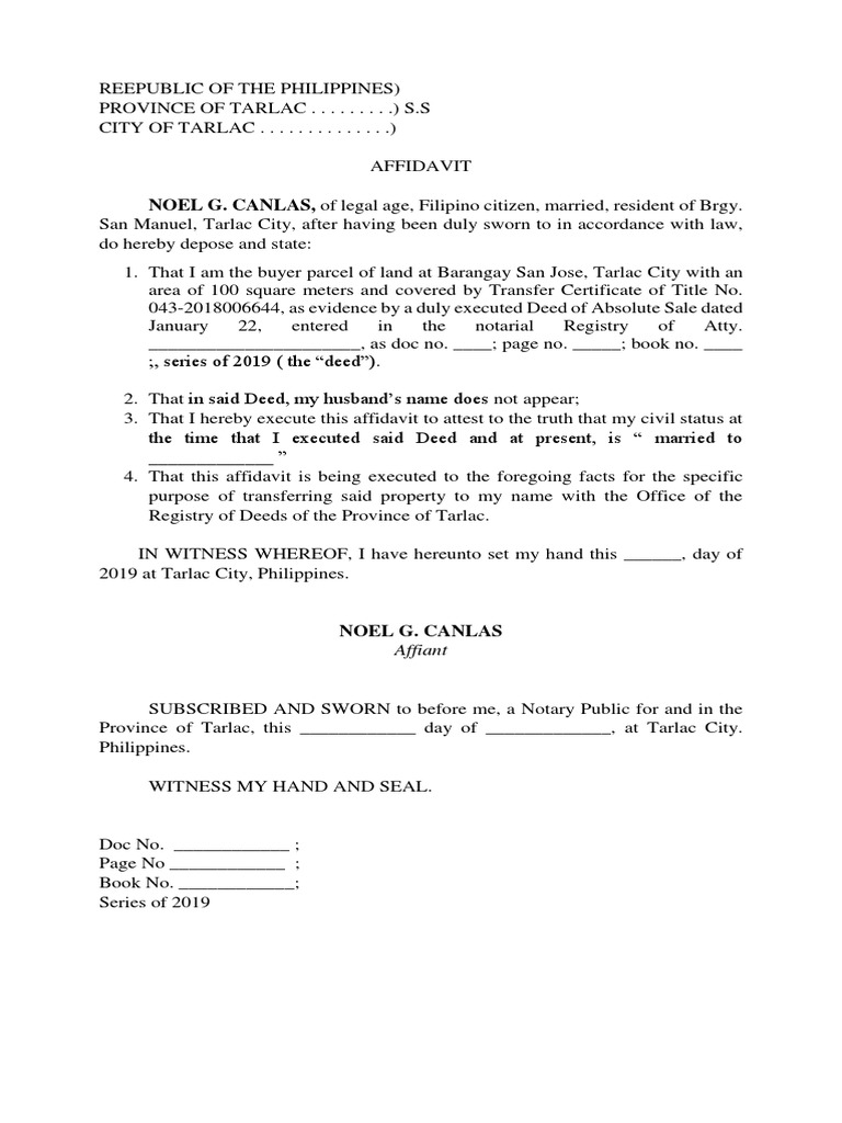 Affidavit of Civil Status | PDF