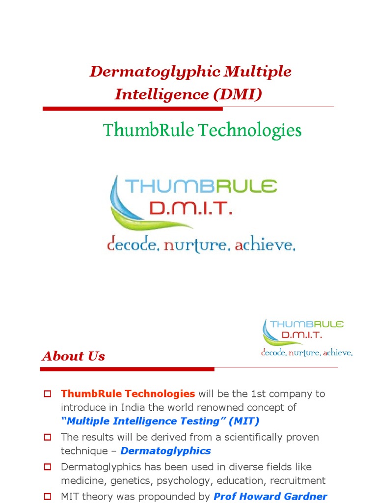 Dermatoglyphic Multiple Intelligence (DMI) Test | PDF | Intelligence ...