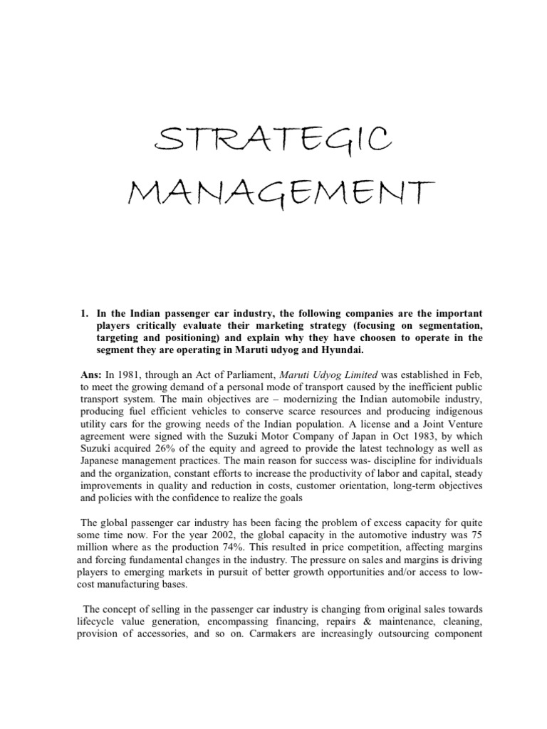 Strategic Management | PDF | Strategic Planning | Car