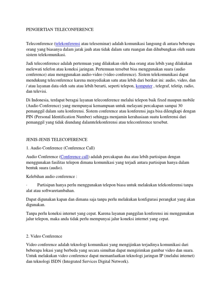 Pengertian Teleconference | PDF