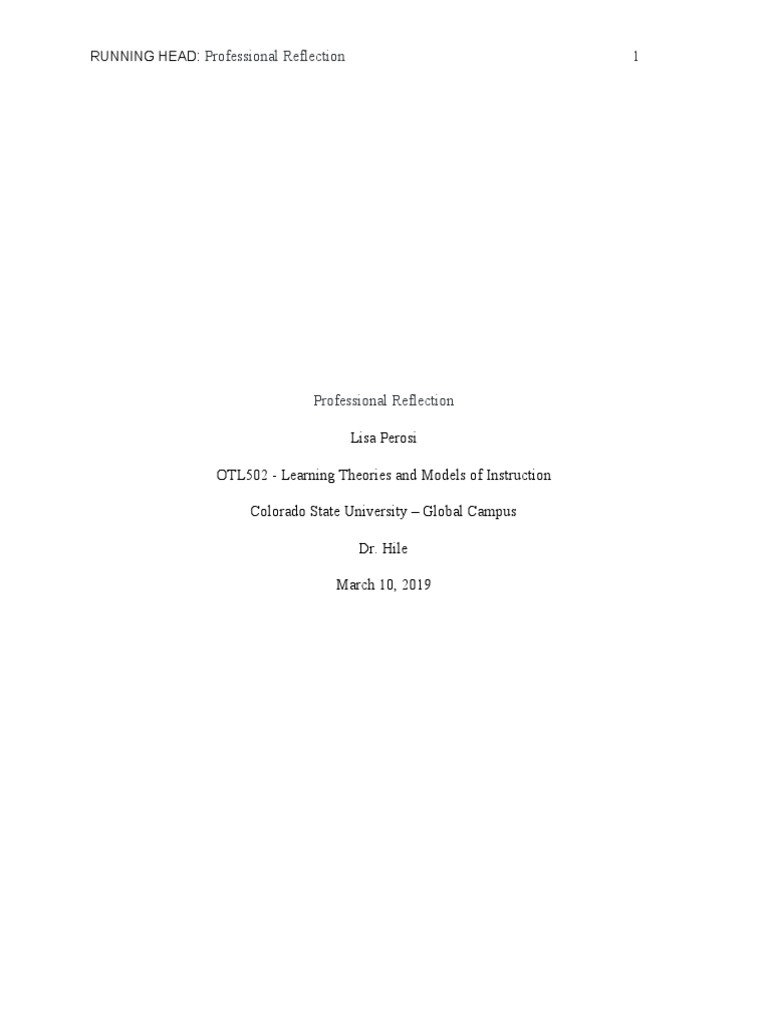 Professional Reflection | PDF | Teachers | Behavioural Sciences