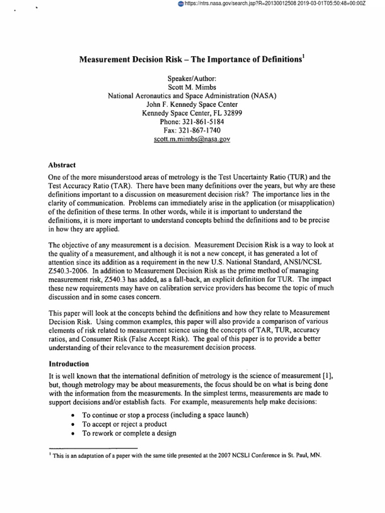 TAR y TUR | PDF | Calibration | Risk Management