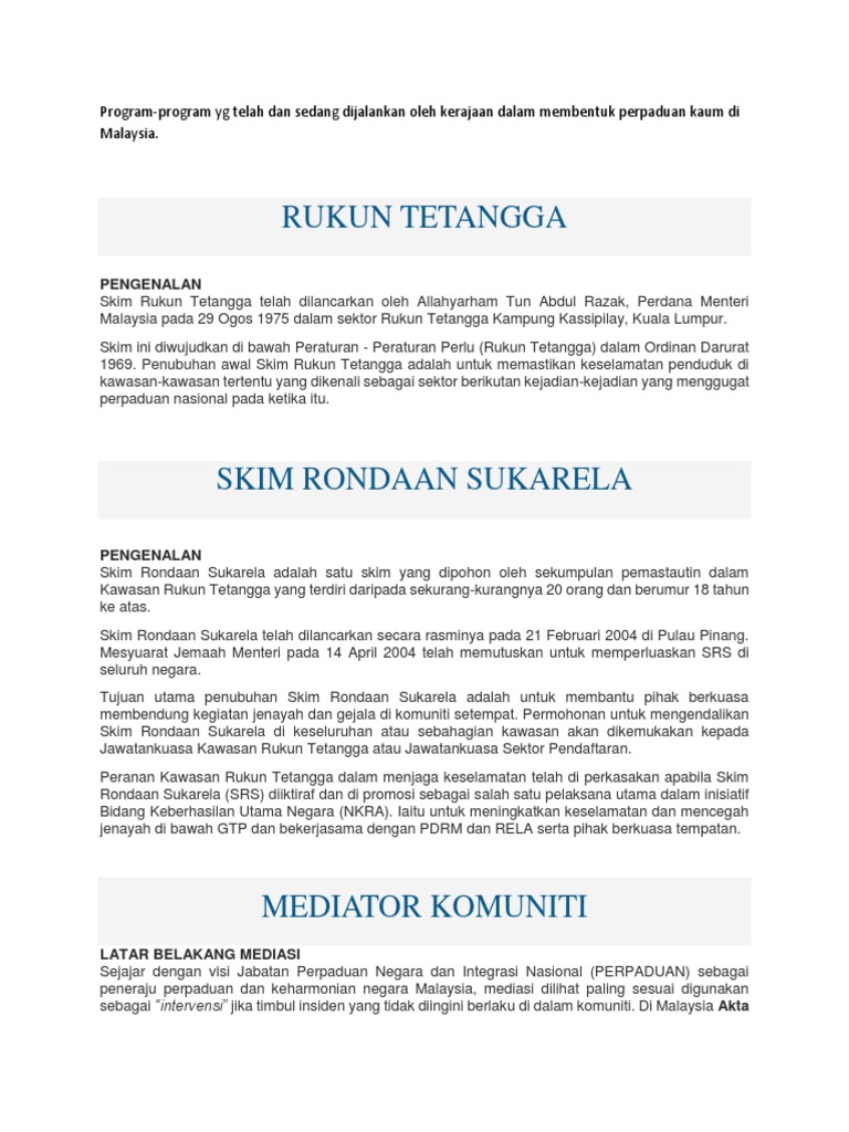 Program Perpaduan Kerajaan | PDF