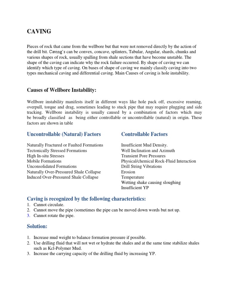 Caving | PDF | Borehole | Stress (Mechanics)