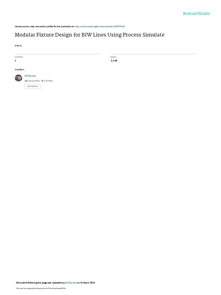 Modular Fixture Design For BIW Lines Using Process Simulate: Article ...