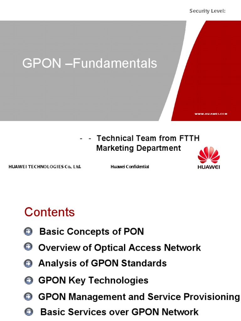 GPON - Fundamentals: Technical Team From FTTH | PDF | Fiber To The X ...