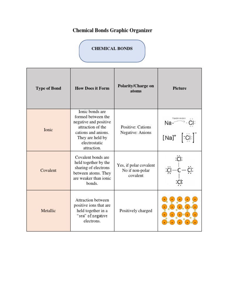 Chemical Bonds Graphic Organizer | PDF