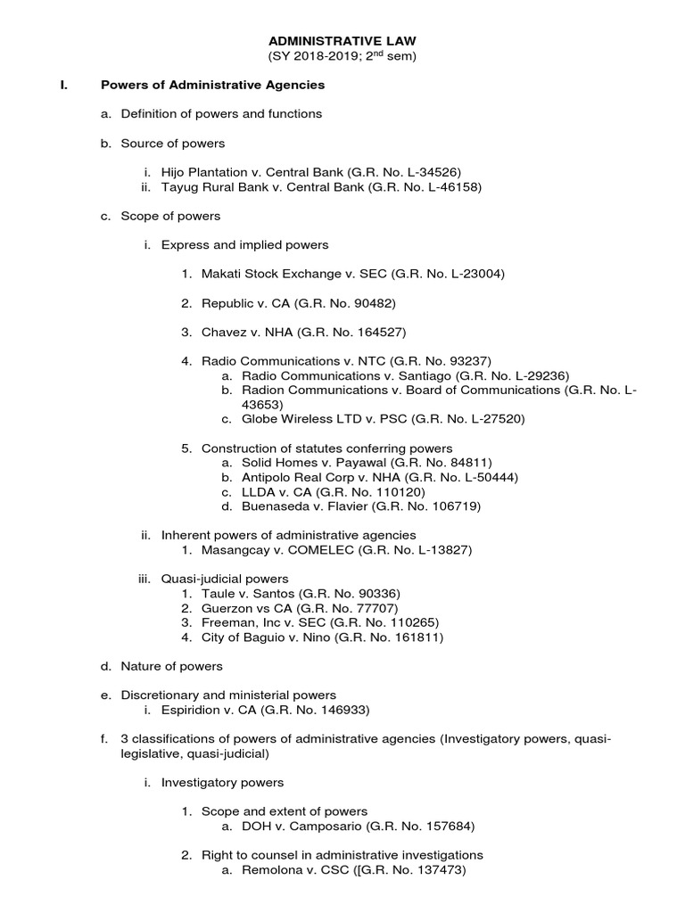 ADMINISTRATIVE LAW Outline | PDF | Justice | Crime & Violence