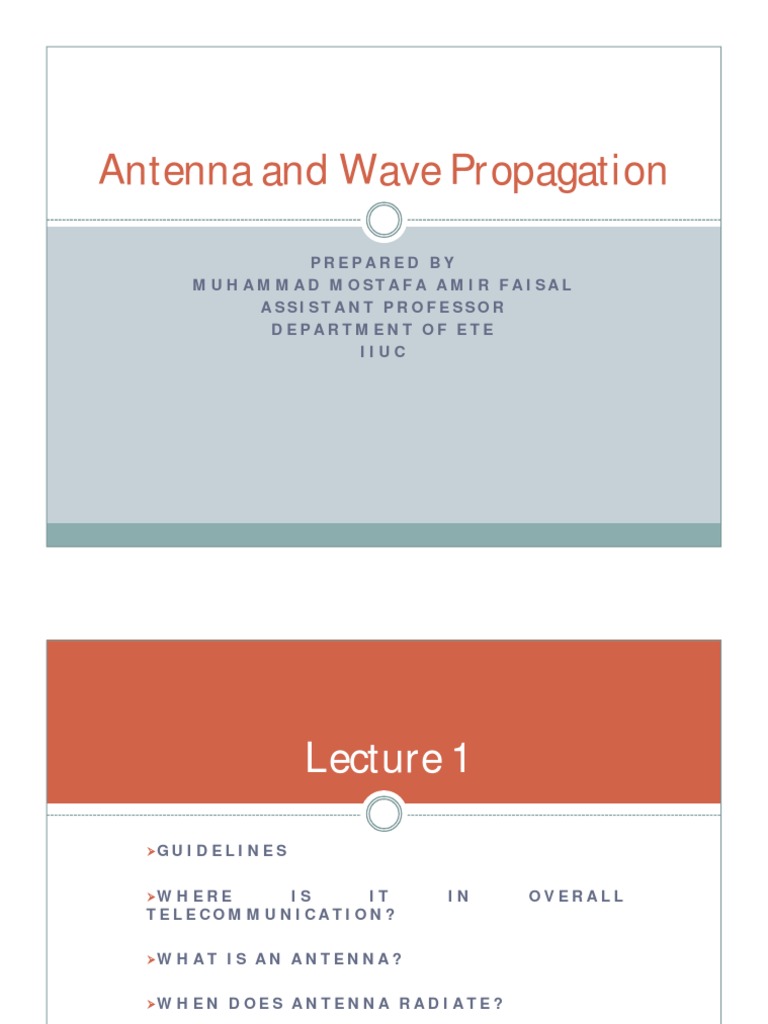 Antenna Lecture 1 Pdf Radio Wave Antenna Radio