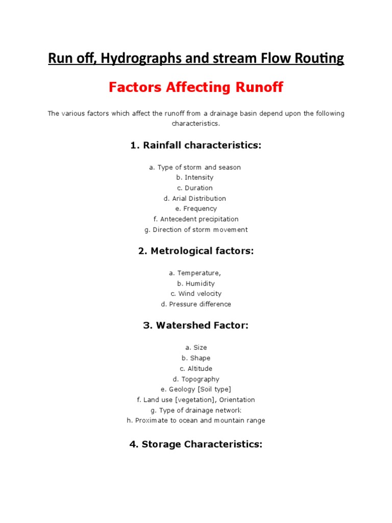 Run Off, Hydrograph Word File | PDF | Surface Runoff | Hydrology