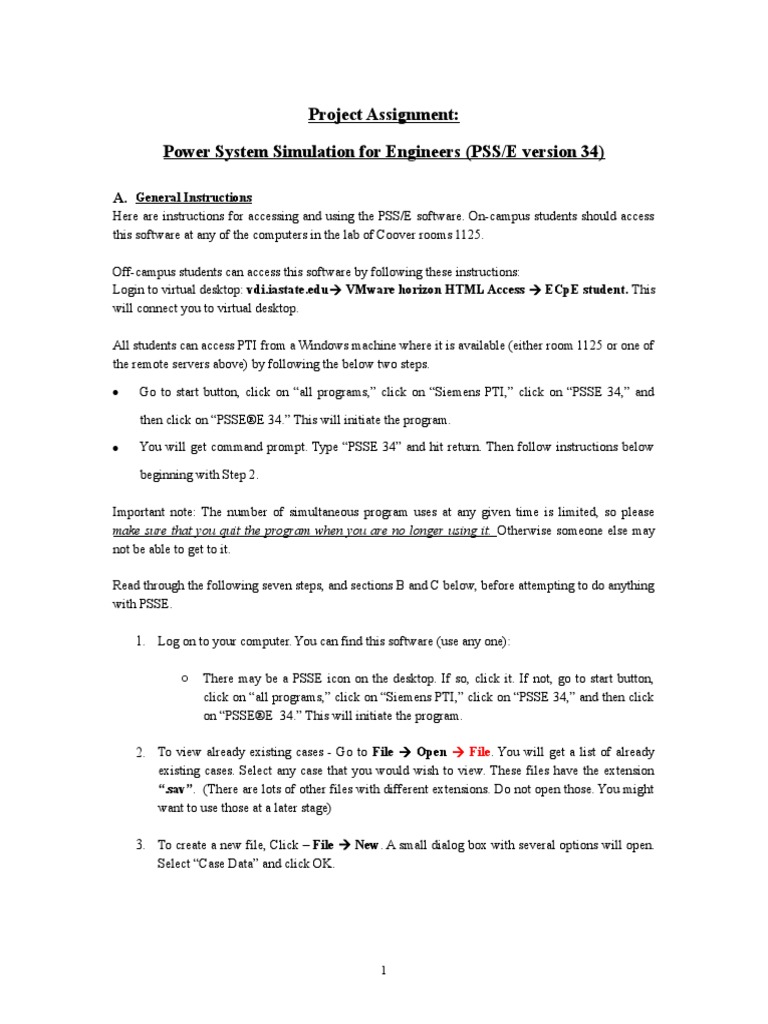 Project Assignment: Power System Simulation For Engineers (PSS/E ...