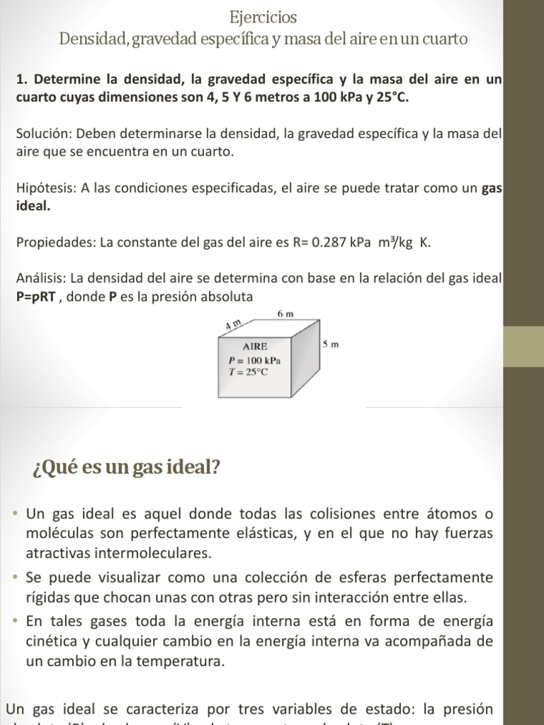 Ejercicios. Densidad, Gravedad Específica y Masa | Gases | Densidad