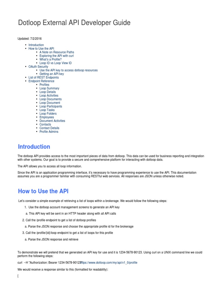 Dotloop External API Developer Guide | PDF | Application Programming Interface ...