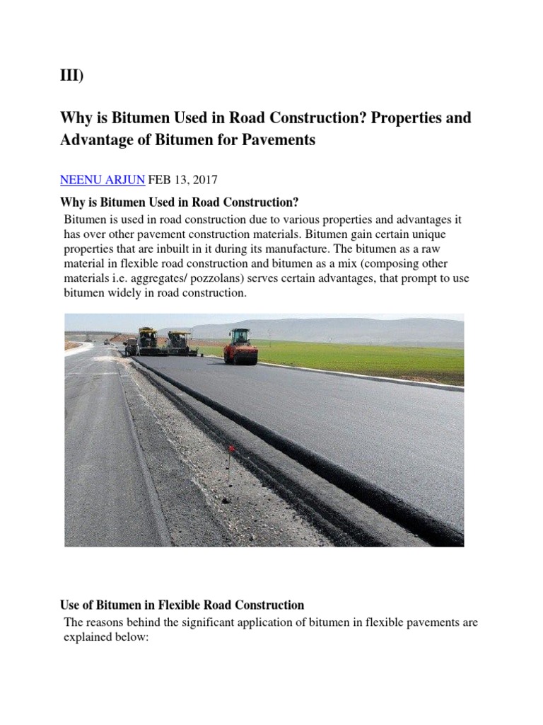 Iii) Why Is Bitumen Used in Road Construction? Properties and Advantage ...