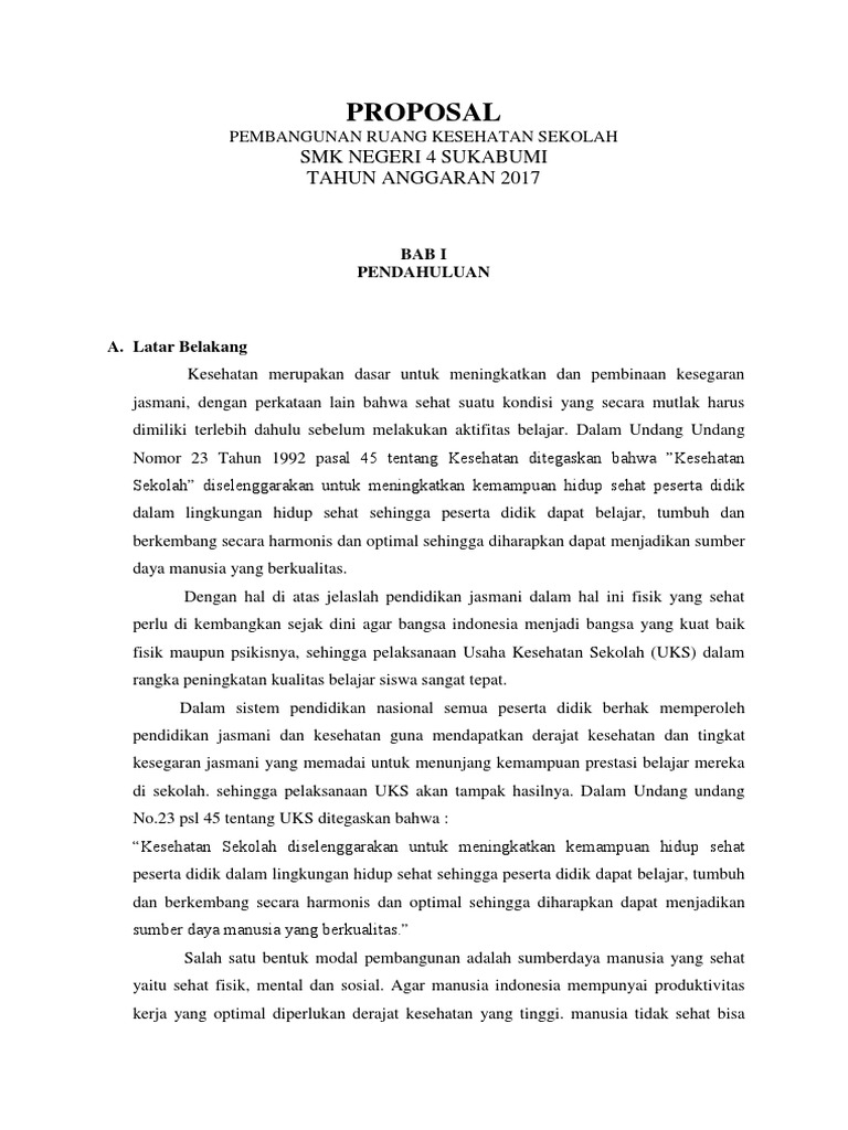 Proposal Ruang UKS 1 | PDF