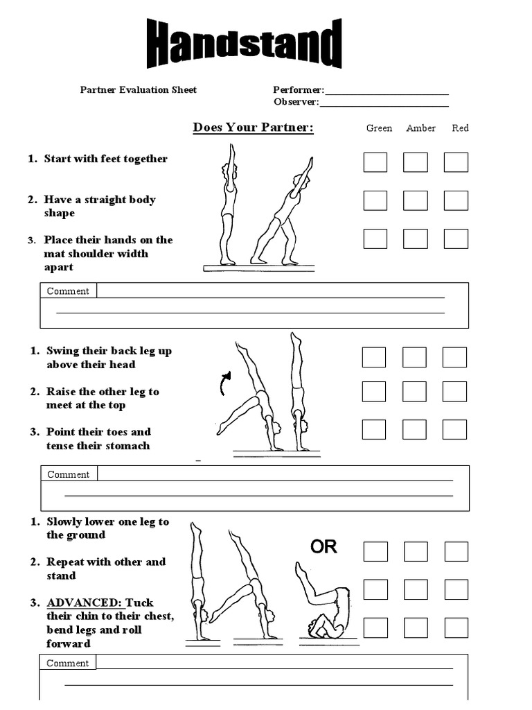 Handstand Worksheet | PDF