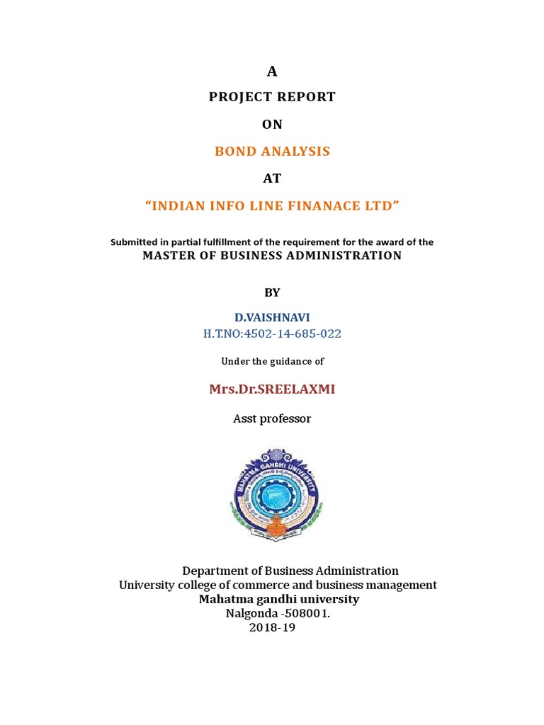 Bond Analysis: Project Report ON | PDF | Academia | Vocational Education