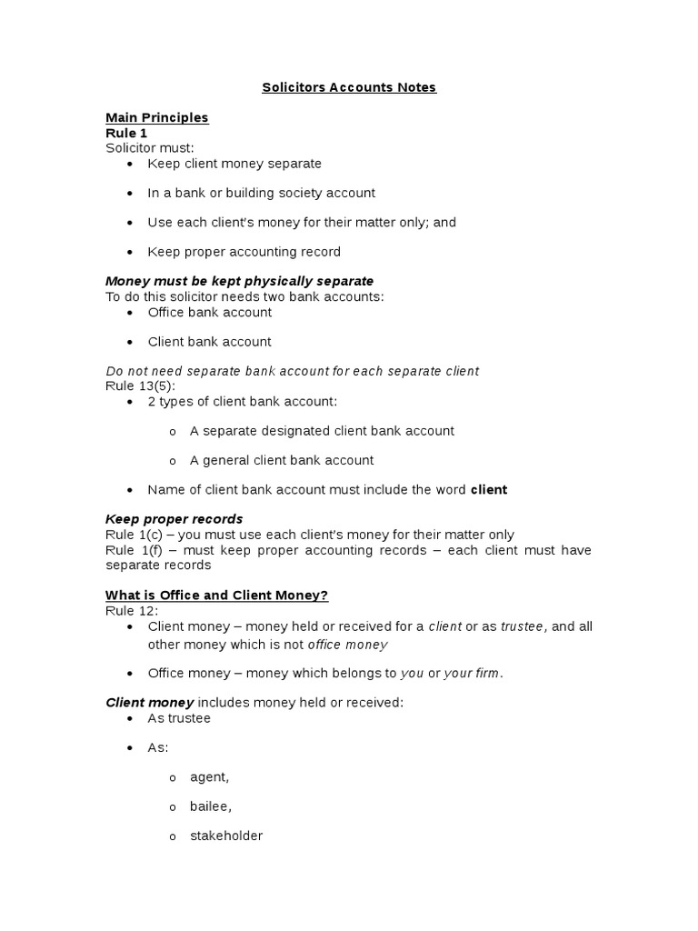 Solicitors Accounts Uk Notes | PDF | Payments | Banks