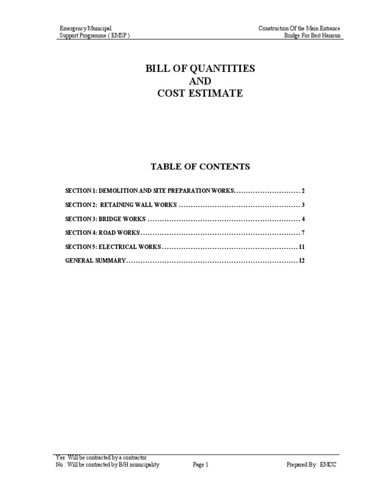 Bill of Quantities AND Cost Estimate | PDF | Deep Foundation | Concrete