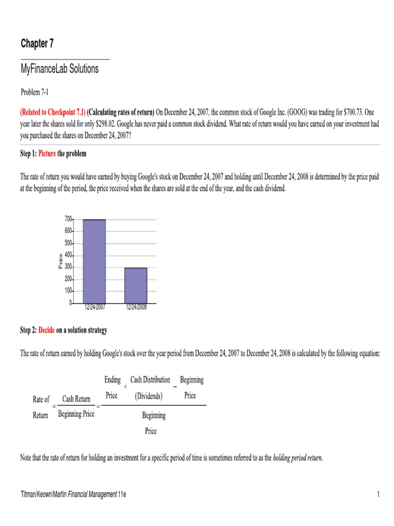 Analysis of Stock Prices, Returns, and Probabilities in MyFinanceLab ...