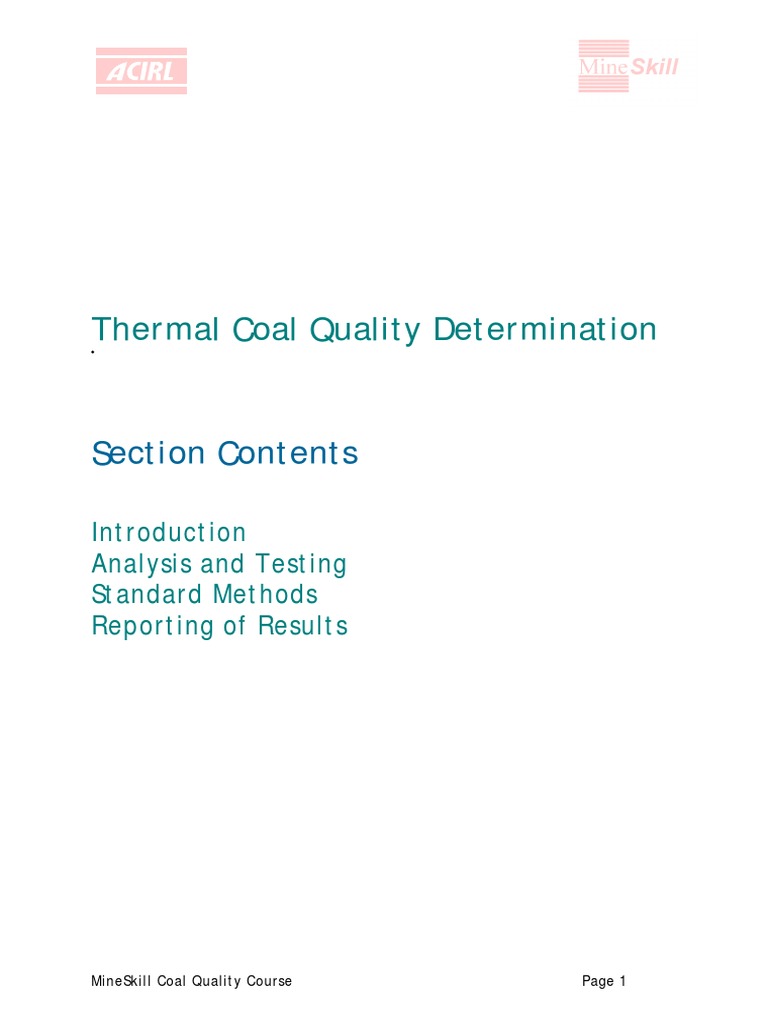 Thermal Coal Quality Analysis Guide | PDF | Combustion | Coal