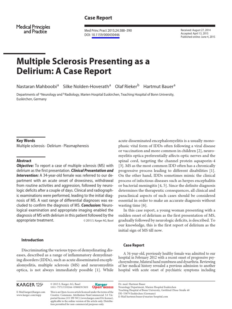 Case Report | PDF | Multiple Sclerosis | Psychosis