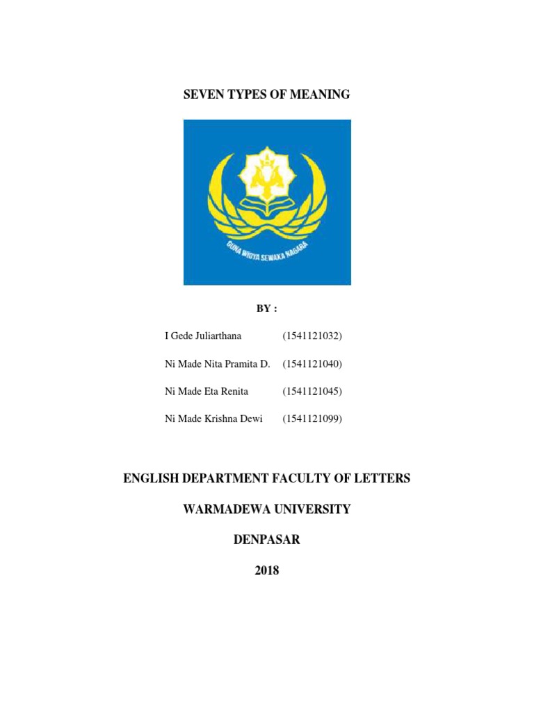 Seven Types of Meaning | PDF | Semantics | Linguistics