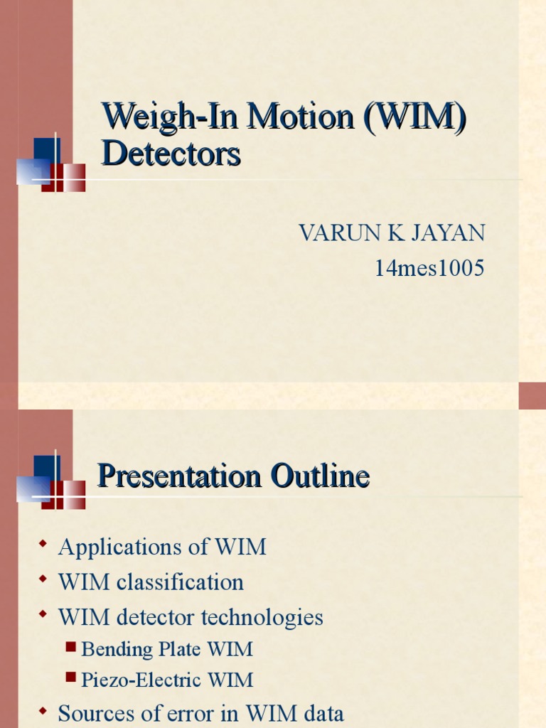 Weigh-In Motion (WIM) Detectors | PDF | Sensor | Piezoelectricity