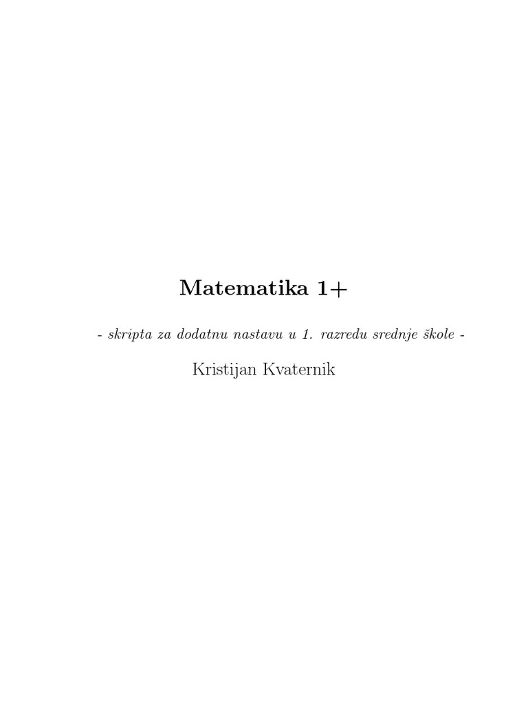 Algebra I Geometrija Za Prvi Razred Kristijan Kilassa Kvaternik PDF | PDF