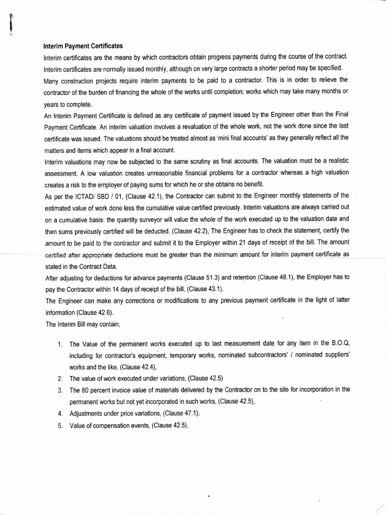 Interim Payment Certificates.pdf | Invoice | Valuation (Finance)