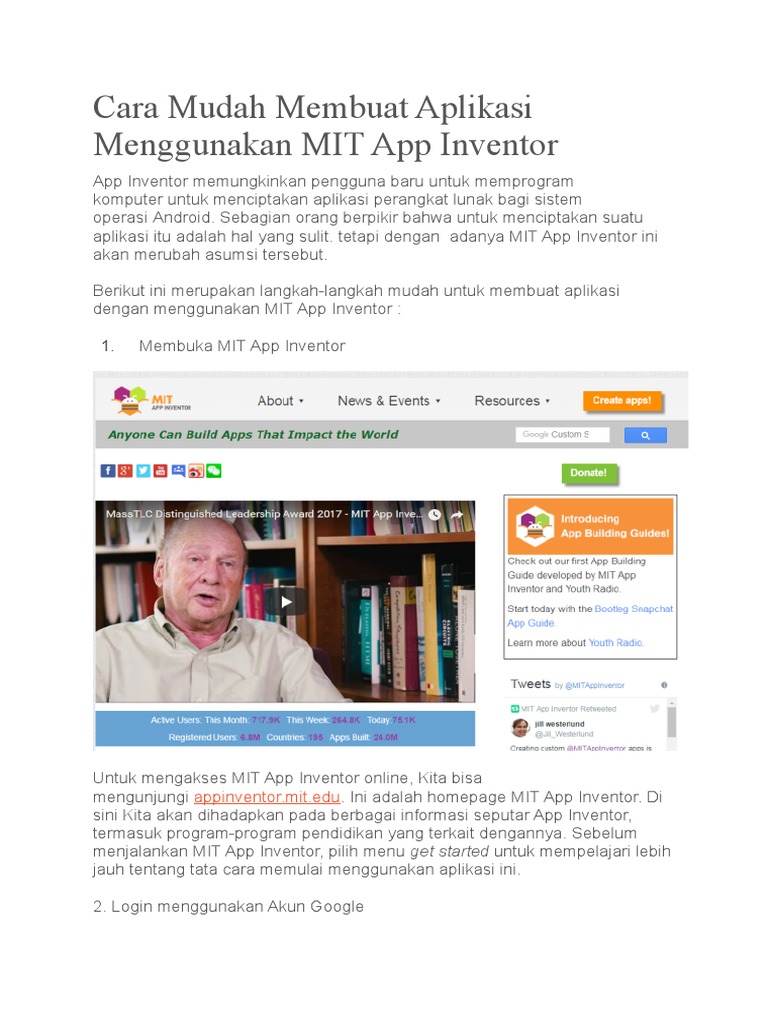 Cara Mudah Membuat Aplikasi Menggunakan MIT App | PDF