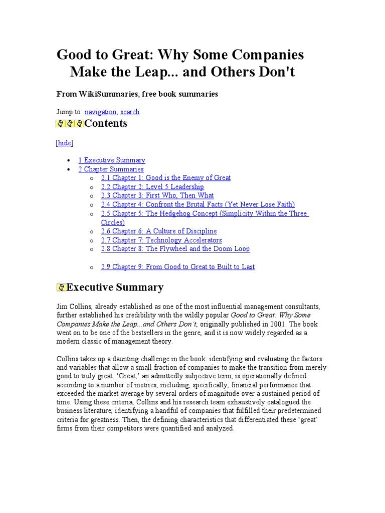Good To Great: Why Some Companies Make The Leap... and Others Don't ...