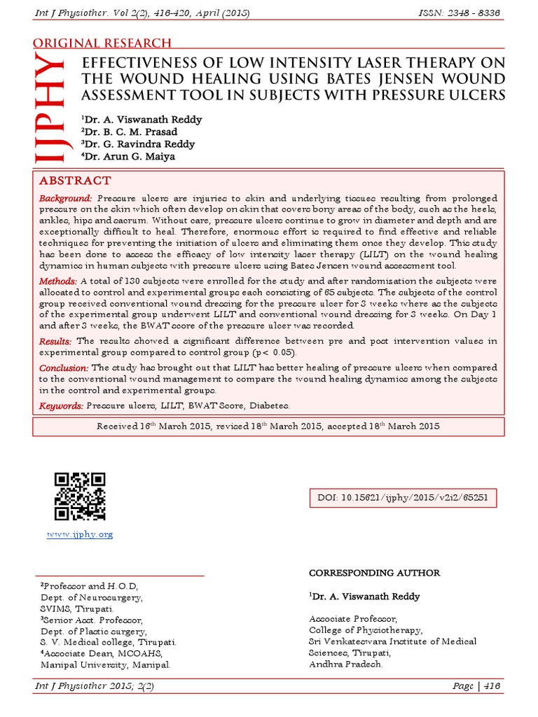 Effectiveness of Low Intensity Laser Therapy On TH PDF | PDF | Wound ...