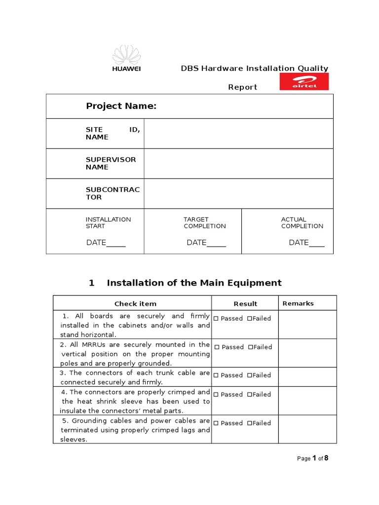 (3G) DBS Hardware Installation Quality Checklist (SUBCON) | PDF ...