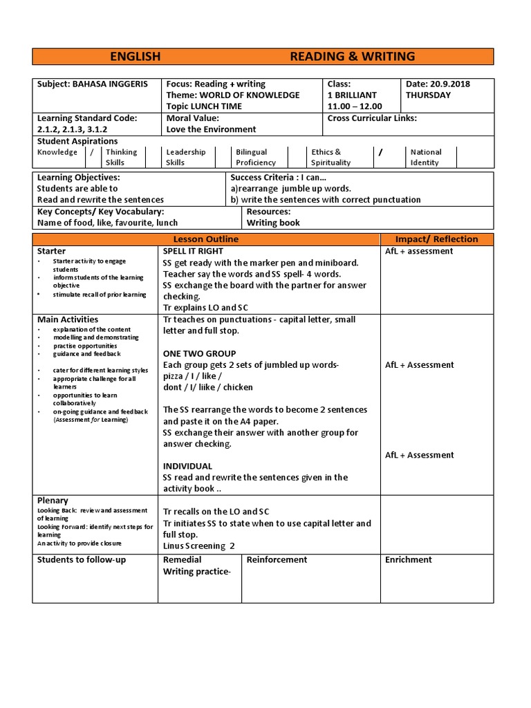 Reading and Writing | PDF | Reading (Process) | Learning
