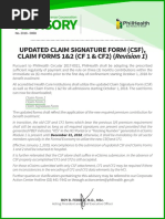 Updated Claim Signature Form (CSF), CLAIM FORMS 1&2 (CF 1 & CF2 ...