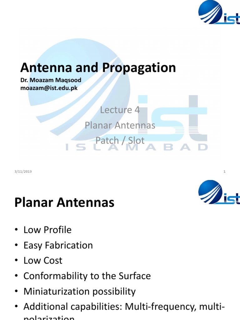 Antenna and Propagation: Planar Antennas Patch / Slot | PDF | Antenna (Radio) | Waves