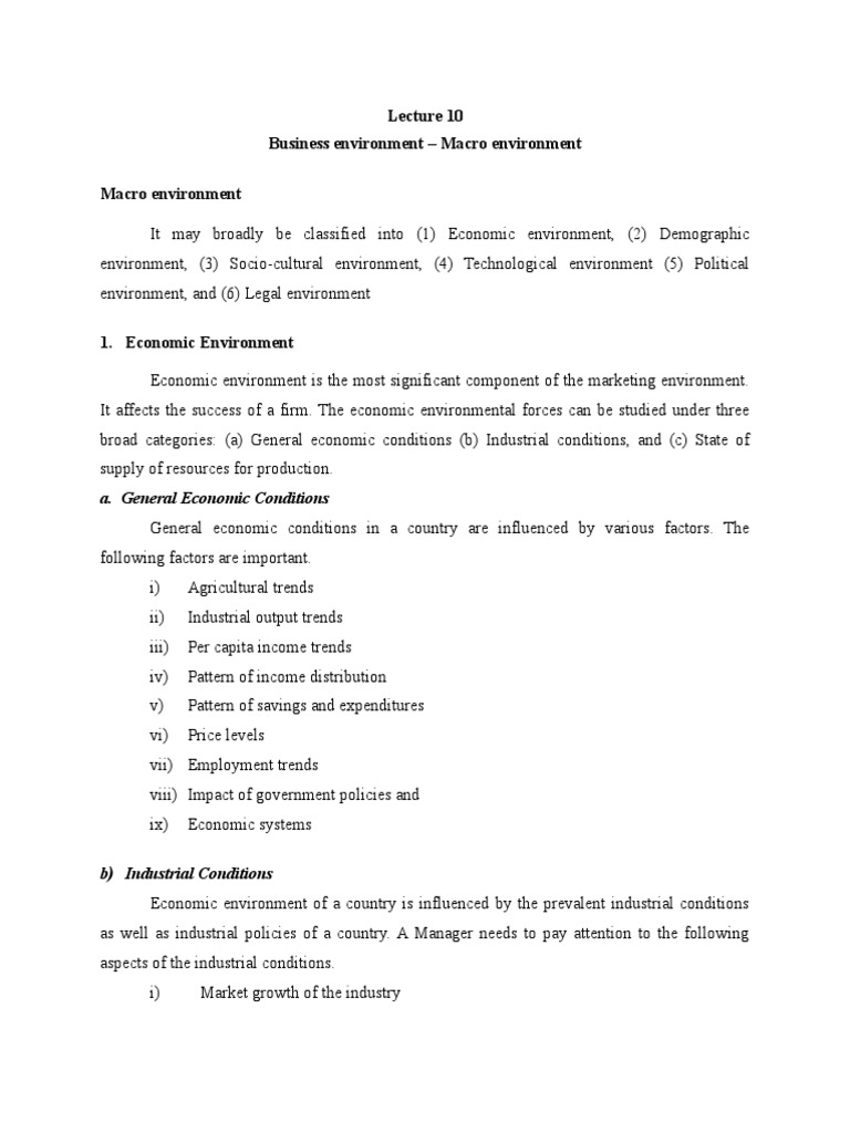 Business Environment - Macro Environment Macro Environment: A. General ...
