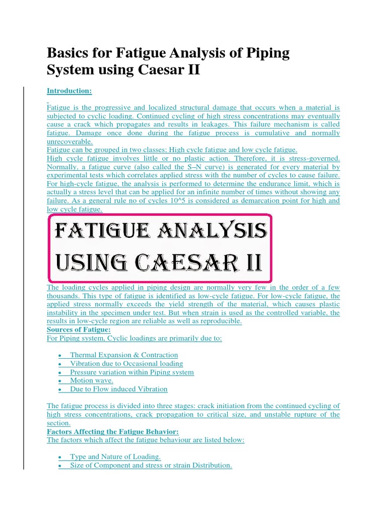 Fatigue Analysis in Caesar II Basics | PDF | Fatigue (Material) | Fracture