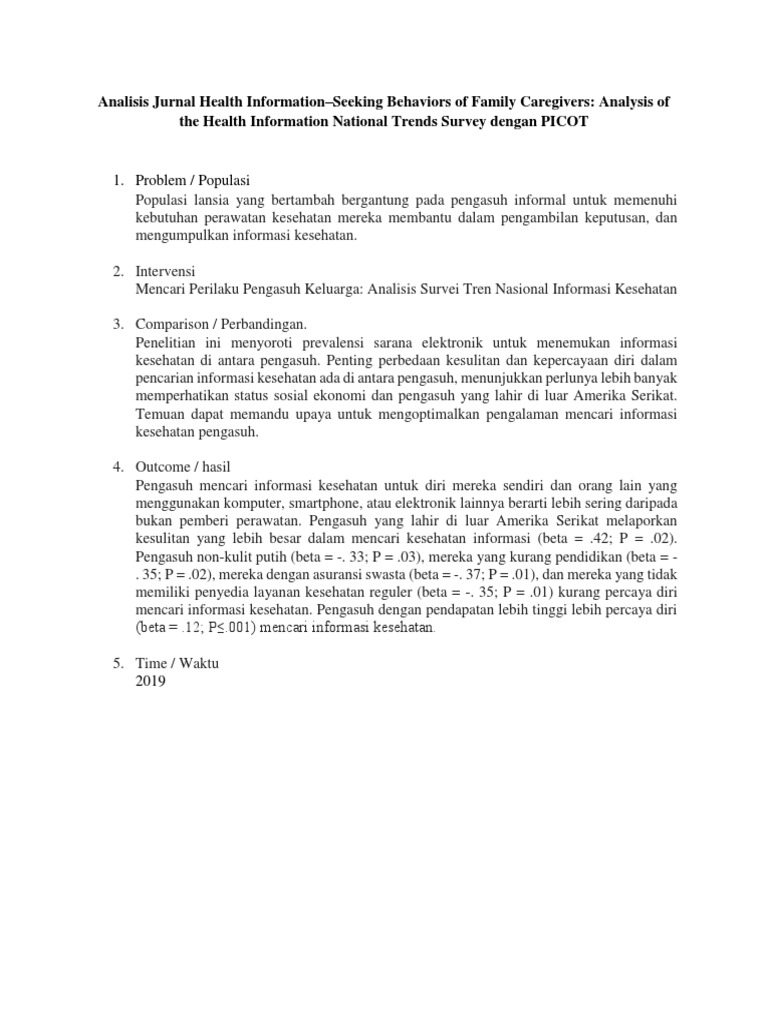 Analisis Jurnal Dengan PICOT | PDF