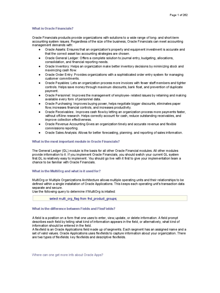 What Is Oracle Financials | PDF | Pl/Sql | Parameter (Computer Programming)